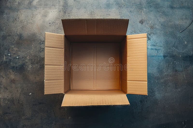 Empty Cardboard Box on Concrete Floor Stock Photo - Image of concrete ...