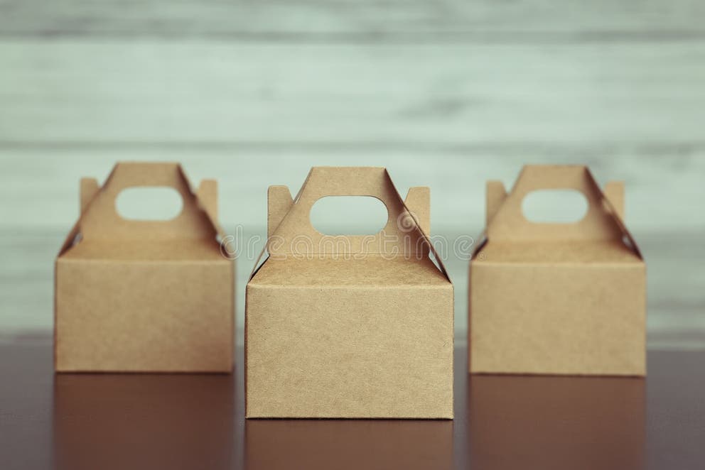 Empty Cardboard Box for Gift on the Table Stock Image - Image of empty ...