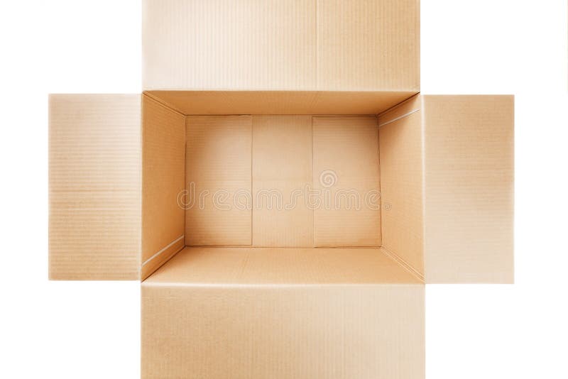 Top View Of An Open Parcel Or Moving Box Stock Photo - Image of filling ...