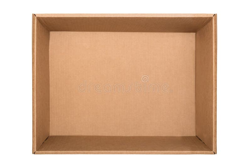 Empty Cardboard Box Isolated on White Background. Flat Lay Stock Image ...