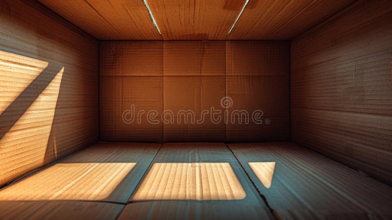 Empty Cardboard Box with Light Entering through Slits Stock Image ...