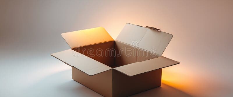 Empty Cardboard Box with Open Flaps, Isolated on Light Background ...