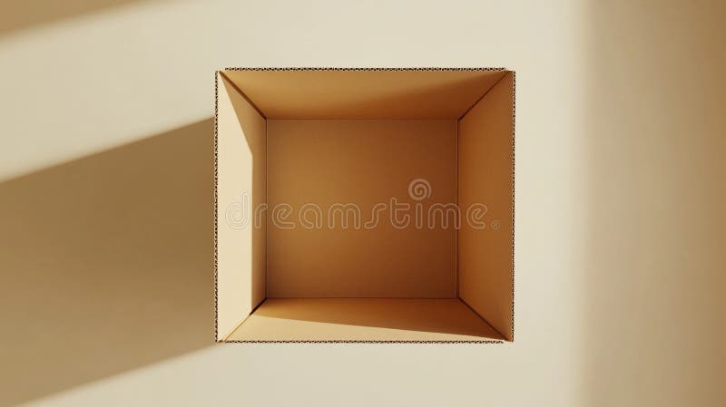 Empty Cardboard Box Open Top Brown Background Sunlight Stock Photos ...