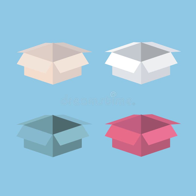 Empty Cardboard Box Opened Four Color, Illustration EPS10 Stock ...