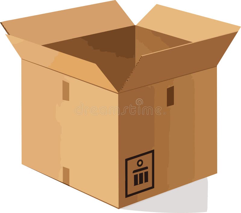 Empty Cardboard Box Opened Isolated on White Background - Vector Stock ...