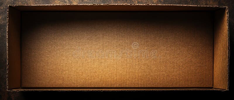 Empty Cardboard Box Placed on a Wooden Table in Dim Lighting Stock ...