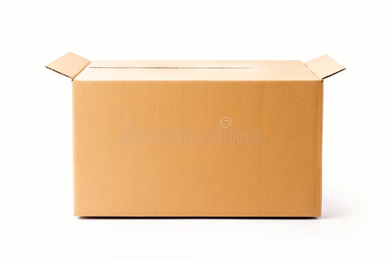 Empty Cardboard Box on Top Isolated on White Background Stock Photo ...