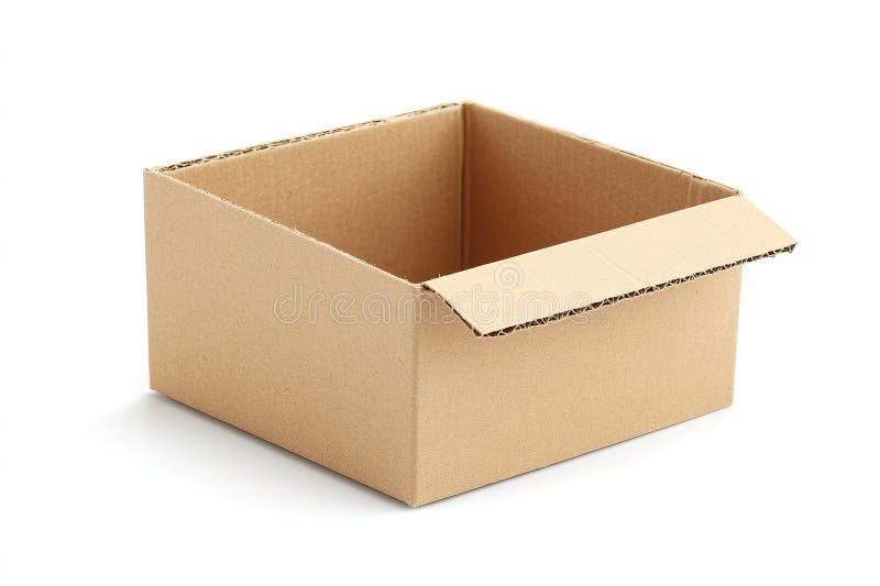 Empty Cardboard Box on a White Background, Ready for Packaging or ...