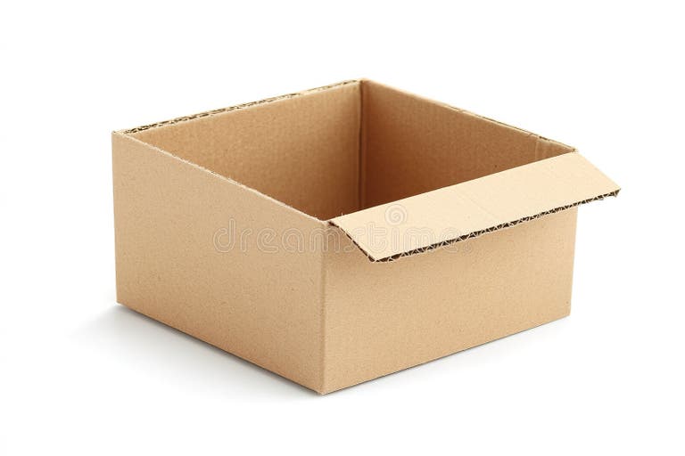 Empty Cardboard Box on a White Background, Ready for Packaging or ...