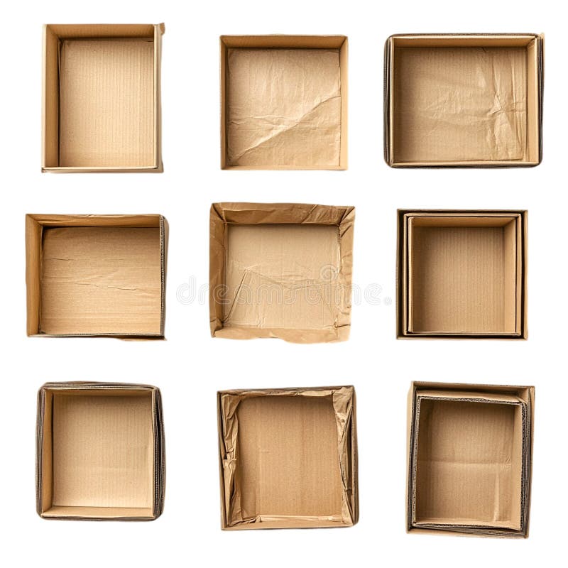 Empty Cardboard Boxes Collection Square Brown Packaging Eco Set Kraft ...