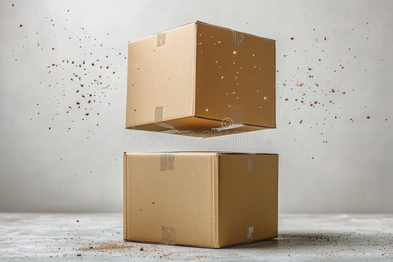 Empty Cardboard Boxes Levitating Stock Illustration - Illustration of ...