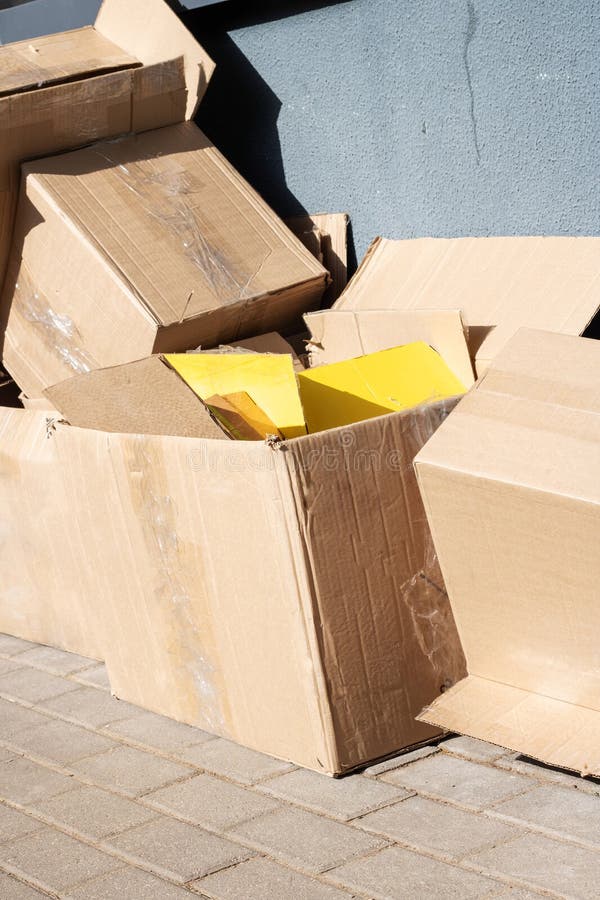 Empty Cardboard Boxes after Moving Close Up Stock Photo - Image of ...