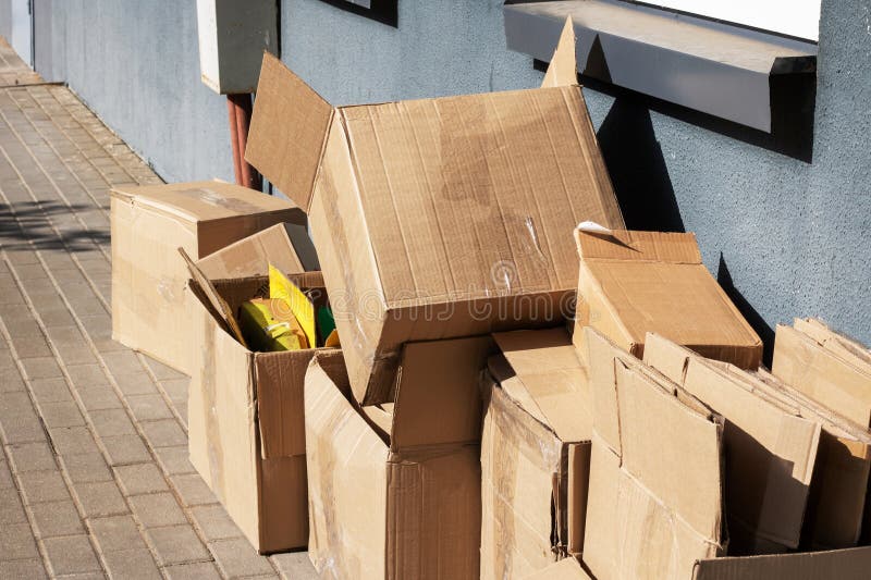 Empty Cardboard Boxes after Moving Close Up Stock Image - Image of ...