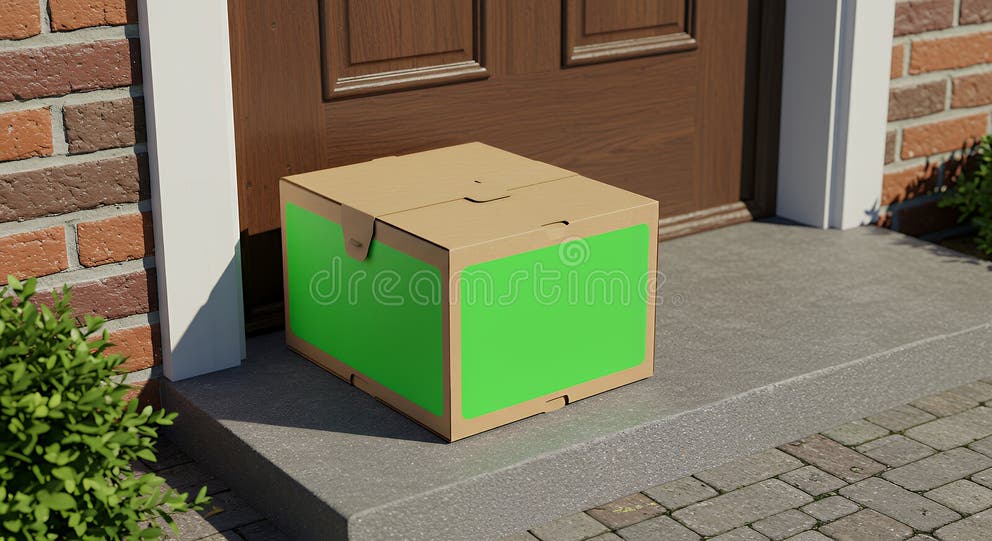 Empty Cardboard Delivery Box on a Porch Step Stock Illustration ...