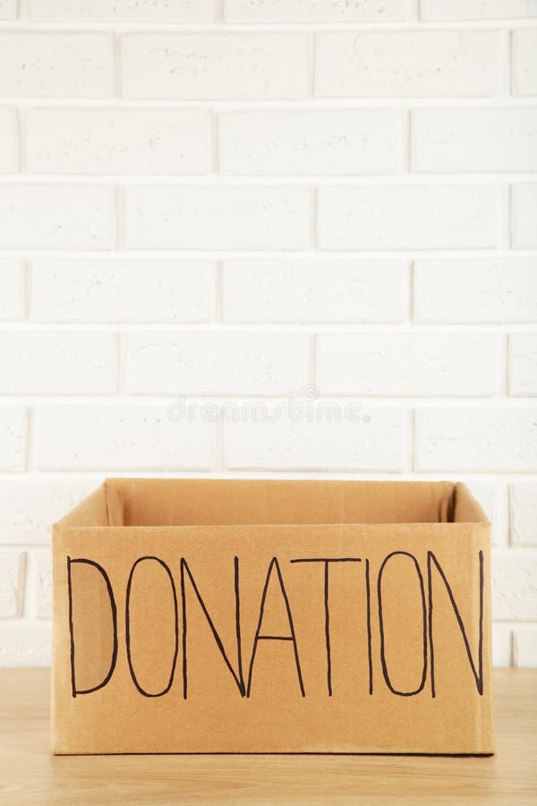 Empty Cardboard Donation Box Isolated on White Background Stock Image ...