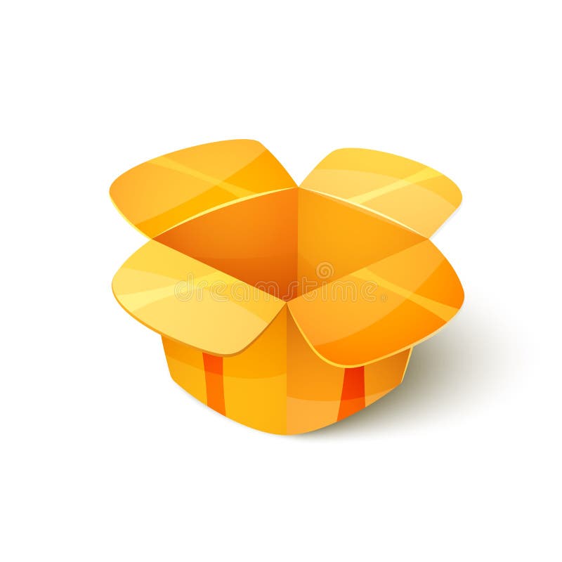 Empty Cardboard Packaging, Open Box Icon in Cartoon Style Stock Vector ...