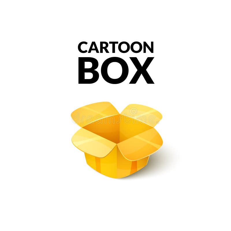 Empty Cardboard Packaging, Open Box Icon in Cartoon Style Stock Vector ...