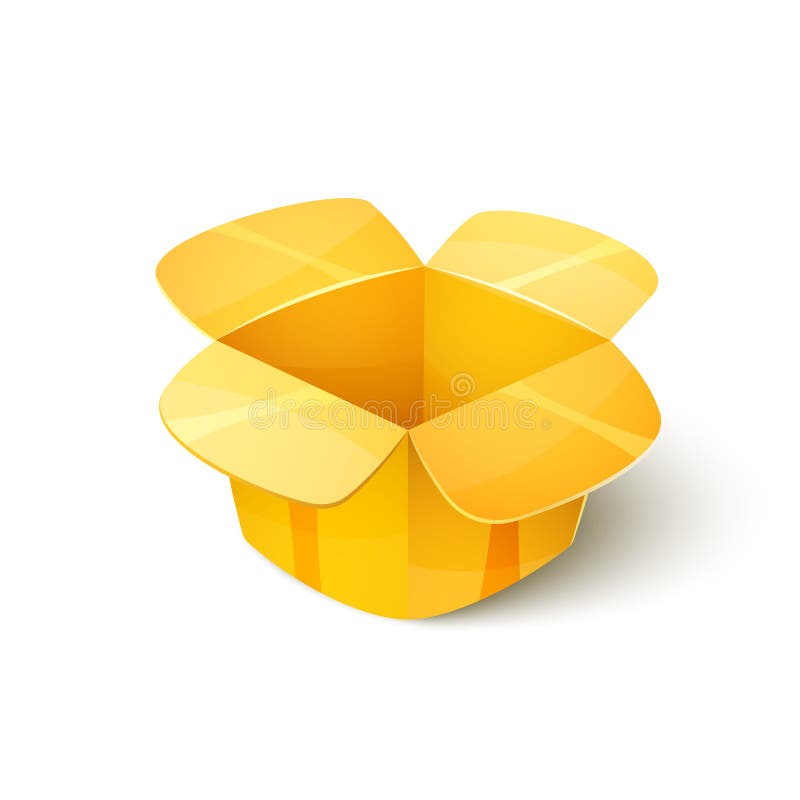 Empty Cardboard Packaging, Open Box Icon in Cartoon Style Stock Vector ...