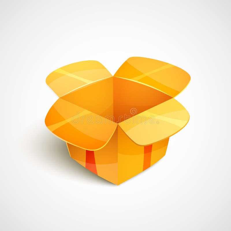 Empty Cardboard Packaging, Open Box Icon in Cartoon Style Stock Vector ...