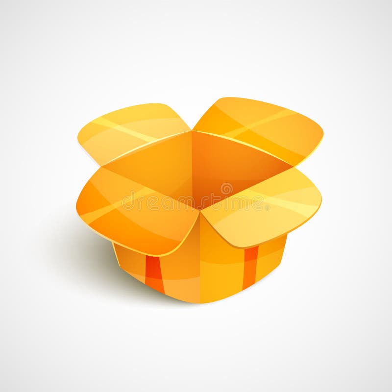 Empty Cardboard Packaging, Open Box Icon in Cartoon Style Stock Vector ...