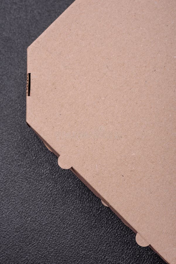 Empty Cardboard Rectangular Brown Box for Delivery of Delicious Pizza ...