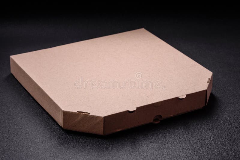 Empty Cardboard Rectangular Brown Box for Delivery of Delicious Pizza ...