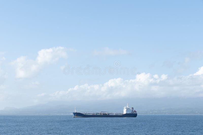 Empty Cargo Ship Moving Along Waters of Atlantic Ocean in the ...