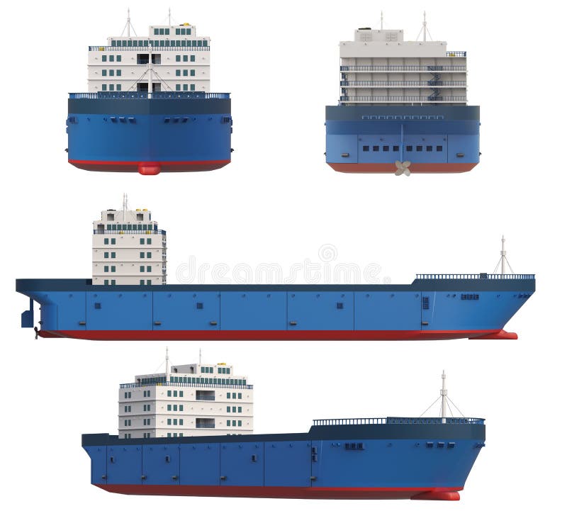 Empty Cargo Ship or Vessel Isolated on White Stock Illustration ...