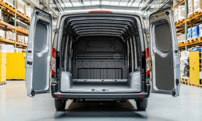 Empty Cargo Van Interior Showcasing Spacious Storage Area, Designed for ...