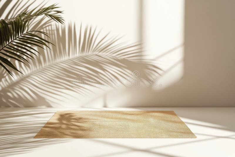 Empty Carpet with Palm Tree Shadow Creating a Relaxing Mood in a ...