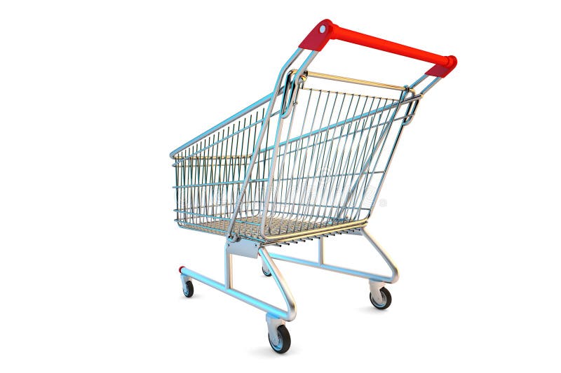 Empty Cart. Rear View. 3D Illustration Stock Illustration ...