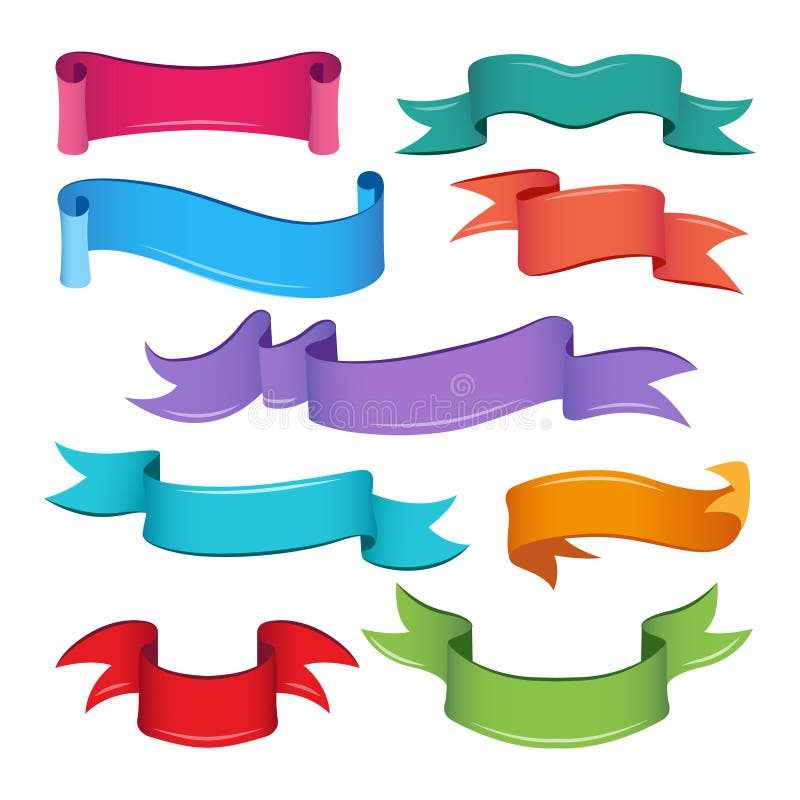 Empty Cartoon Ribbons and Banners. Vector Illustrations for Ui Game ...