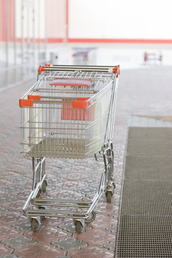 Empty Carts Outdoor with Sign No Mask No Entry No Exception Stock Image ...