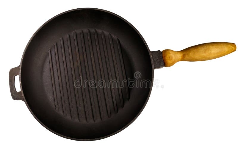 Empty Cast Iron Grill Frying Pan Isolated on White Background Stock ...