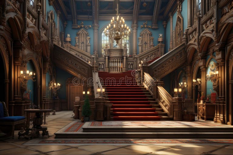 Empty Castle Hall Background with Copy Space. Generative AI Stock ...