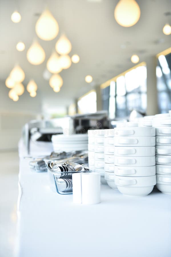 Catering Plates and Dishes before Event Stock Photo - Image of service ...