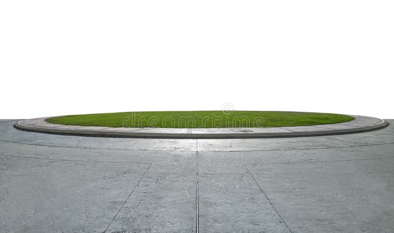 Empty Cement Ground with Round Small Green Garden Stock Image - Image ...