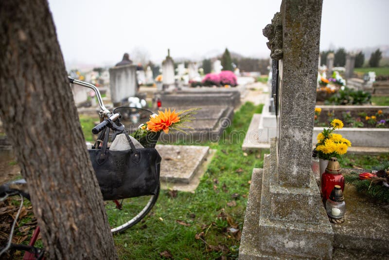 Empty Cemetery on a Rainy Day Stock Image - Image of outdoors ...