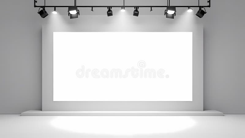 Empty Central Stage with Large Blank Screen on White Background. Stock ...