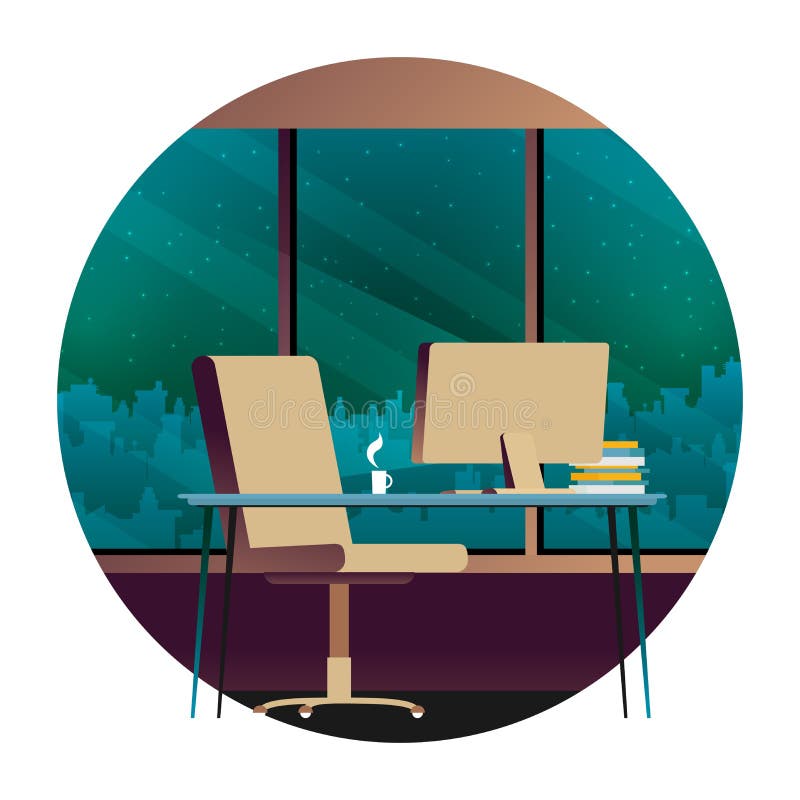 Empty Ceo Office Interior. Flat Vector Stock Vector - Illustration of ...