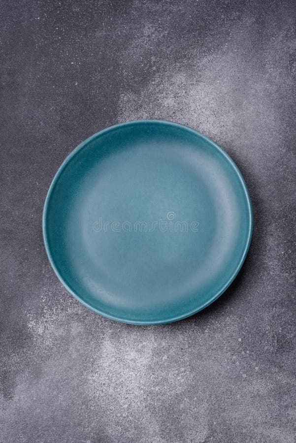 Empty Ceramic Round Plate on Dark Textured Concrete Background Stock ...