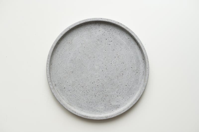 Empty Ceramic Plate, Gray Round Tray Plate Isolated on White Background ...