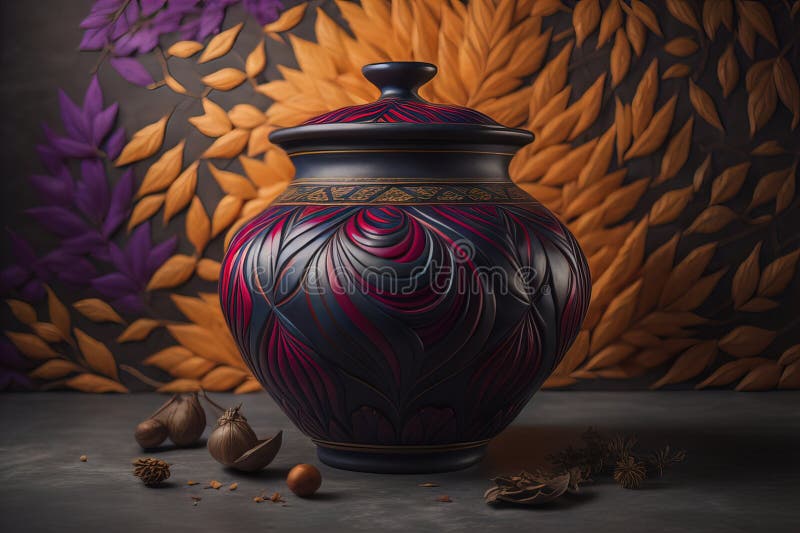 Empty Ceramic Pot on Solid Color Background. Minimalistic Design Stock ...