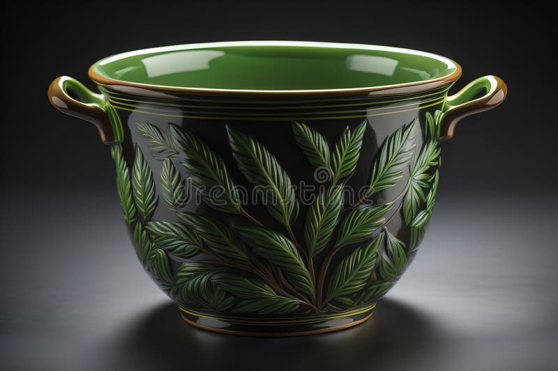 Empty Ceramic Pot on Solid Color Background. Minimalistic Design Stock ...