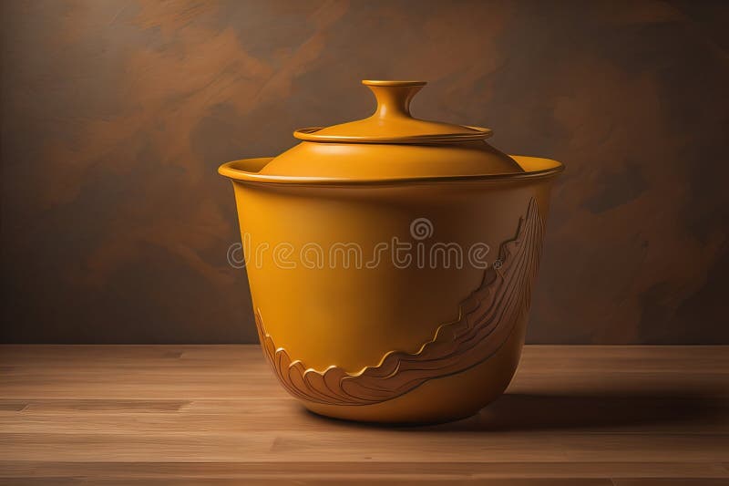 Empty Ceramic Pot on Solid Color Background. Minimalistic Design Stock ...