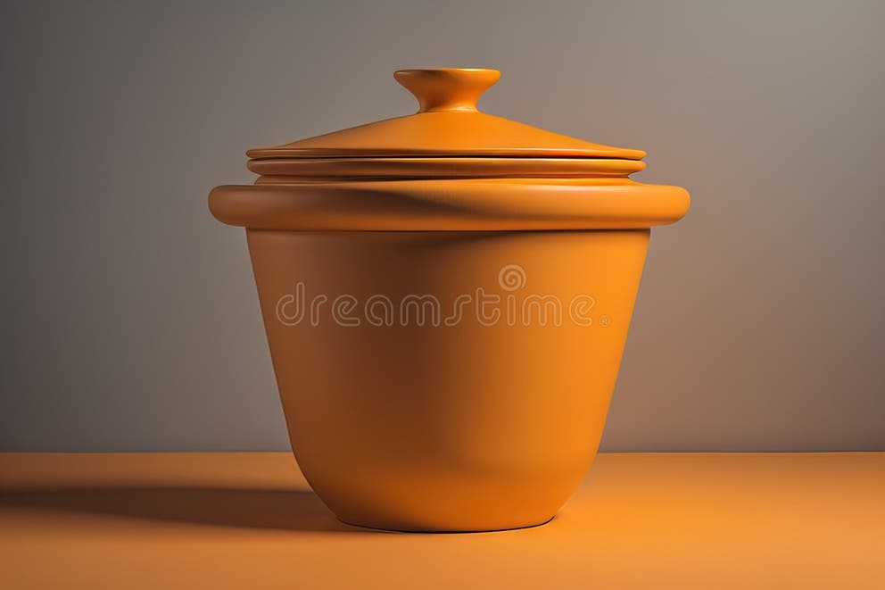 Empty Ceramic Pot on Solid Color Background. Minimalistic Design Stock ...