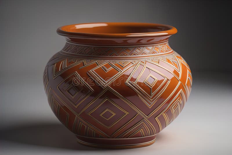 Empty Ceramic Pot on Solid Color Background. Minimalistic Design Stock ...