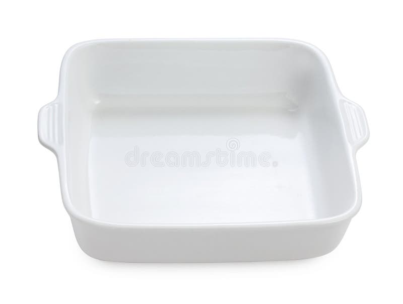 Empty Ceramic Square Baking Dish Isolated on White Background Stock ...