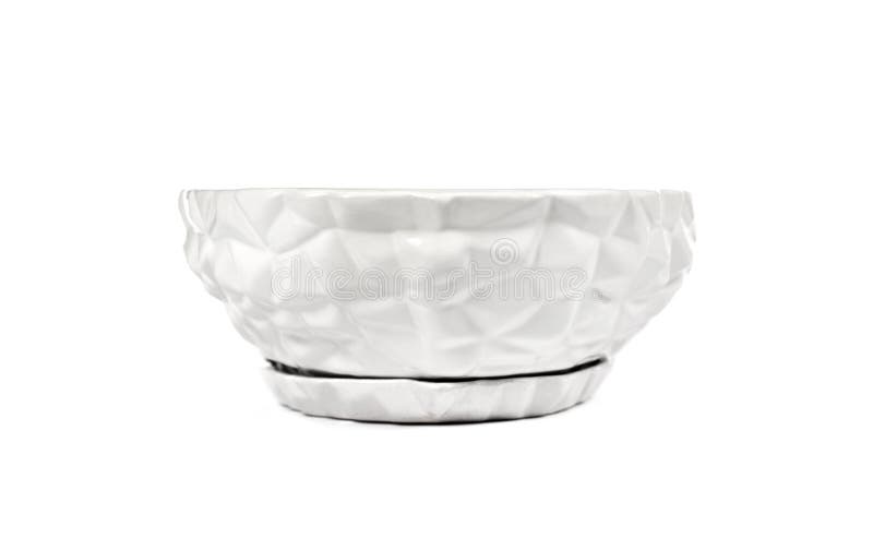 Empty Ceramic White Flower Pot Isolated on White Background with ...