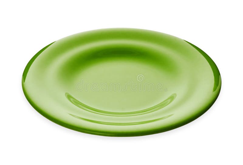 Empty Green Ceramic Plate with Wavy Pattern and Pink Sakura, Isolated ...